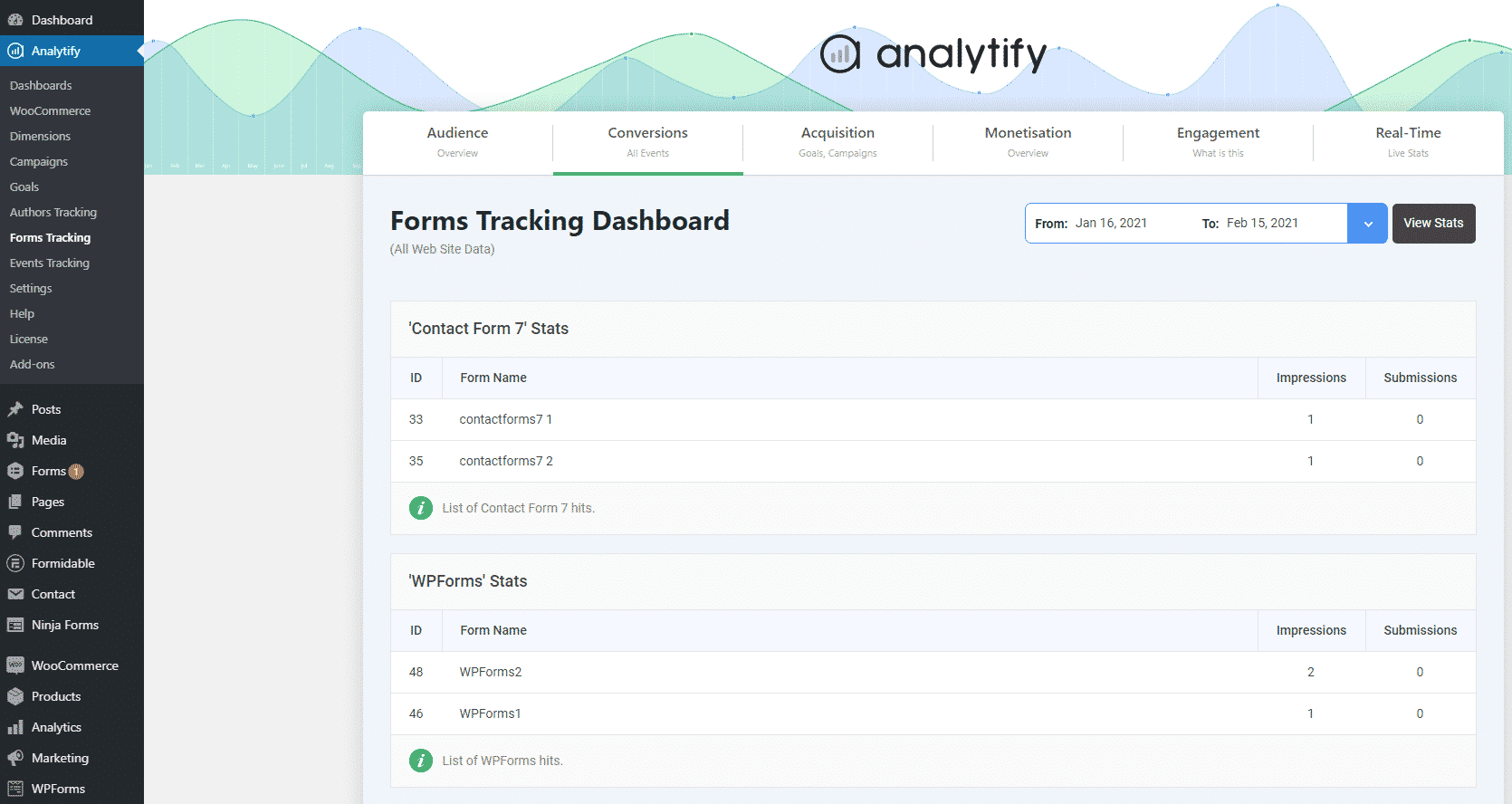 Get Started With the Forms Tracking Addon - Analytify